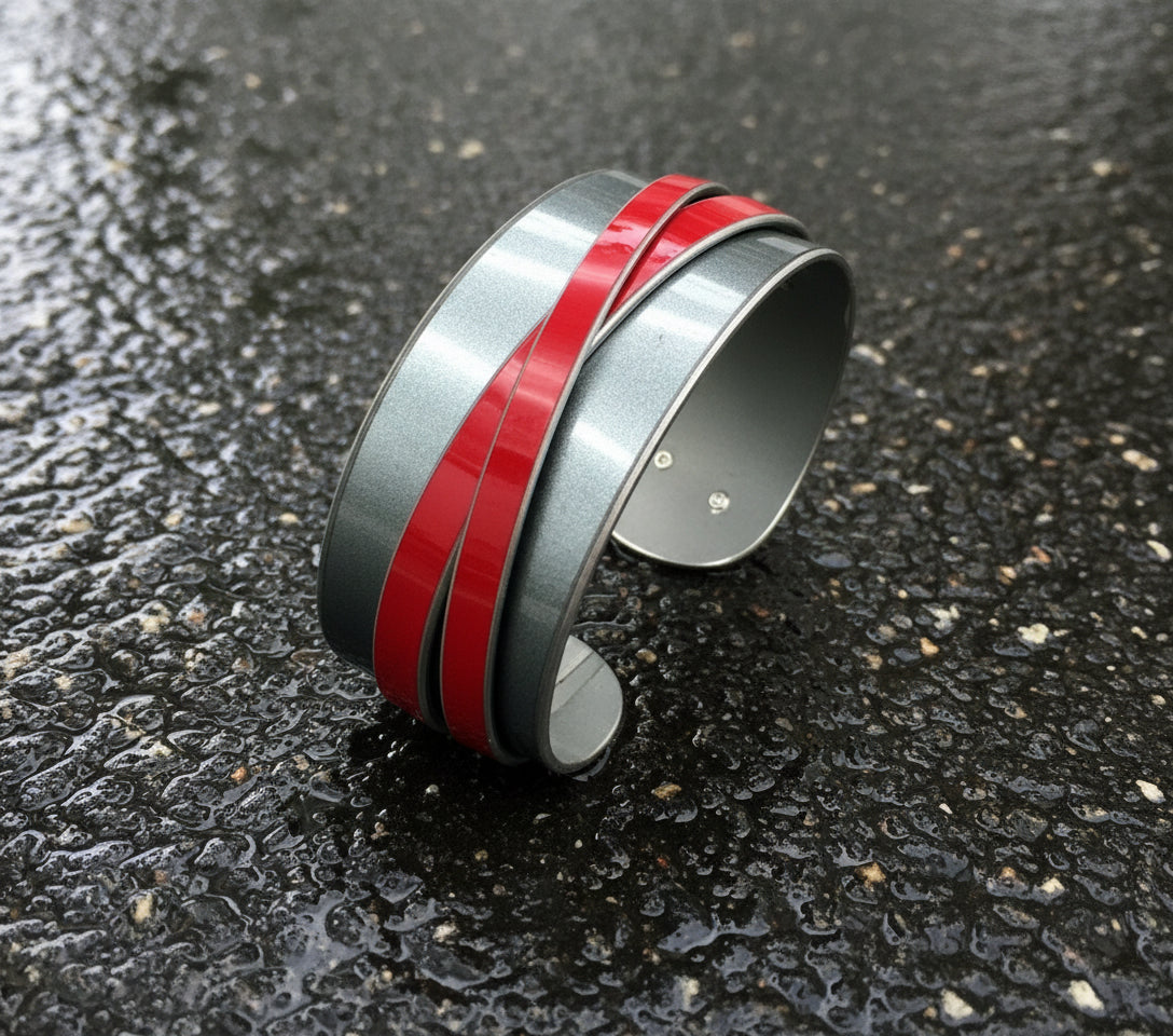 360 Gray and Red Cuff – CRASH Jewelry
